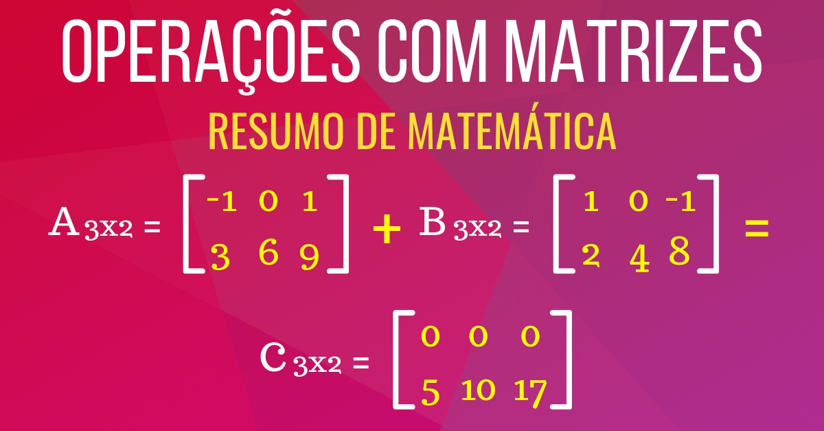 Operações com matrizes - Resumo de Matemática para o Enem